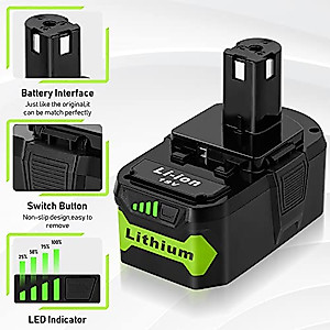 YAGU 6.0Ah P108 Battery Replacement for Ryobi 18 Volt Battery Lithium P102 P103 P104 P105 P107 P109 P122 Ryobi ONE+ Cordless Drill Tool 2 Packs