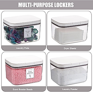 Sumnacon Laundry Pod Container for Laundry Room Airtight Laundry Pod Holder with Lid and Labels Sturdy Plastic Laundry Powder Storage Container Large Capacity Laundry Beads Dispenser for Rices,Flour