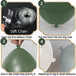 Sugoiti Retro Theme Balloons Garland Arch Kit Retro Green Gray White Colors Latex Balloon 147PCS for Baby&Bridal Shower Birthday Party Wedding Engagement