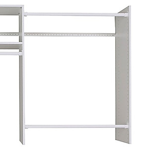 Easy Track Basic Storage Starter Wall Mounted Closet Organizer System Kit with 2 Spacious Shelves and 5 Hanging Rods, Honey Blonde