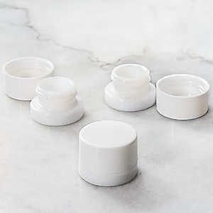 (200 Pack) 5ml Thick White Glass Jars with White Child Resistant Lids - UV Resistant - Storage for Oil, Lip Balm, Wax, Cosmetics - Mini Child Proof Container