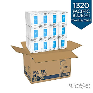 Pacific Blue Select A300 Disposable Patient Care Washcloth by GP PRO (Georgia-Pacific), 29506, 1/4 Fold, White, 55 Towels Per Pack, 24 Packs Per Case, Towel (WxL) 13" x 10