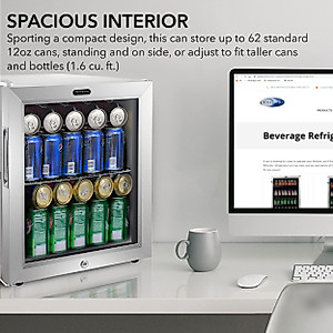 Whynter BR-062WS Stainless Steel Beverage Refrigerator with Lock, 62 Cans, White
