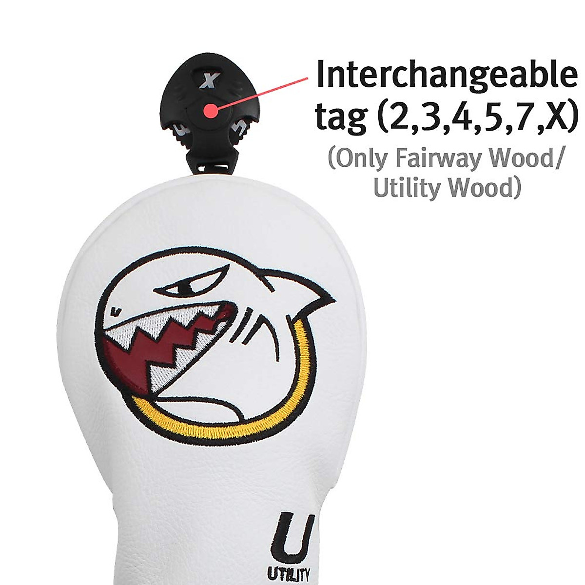 AIMSHARK Mark Golf Head Covers/Driver Cover/Fairway Wood Cover/Utility Cover (Mark U/W Cover Black)