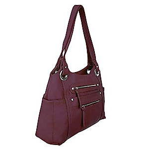 Roma Leathers Leather Locking Concealment Purse - CCW Concealed Carry Gun Shoulder Bag (Wine)