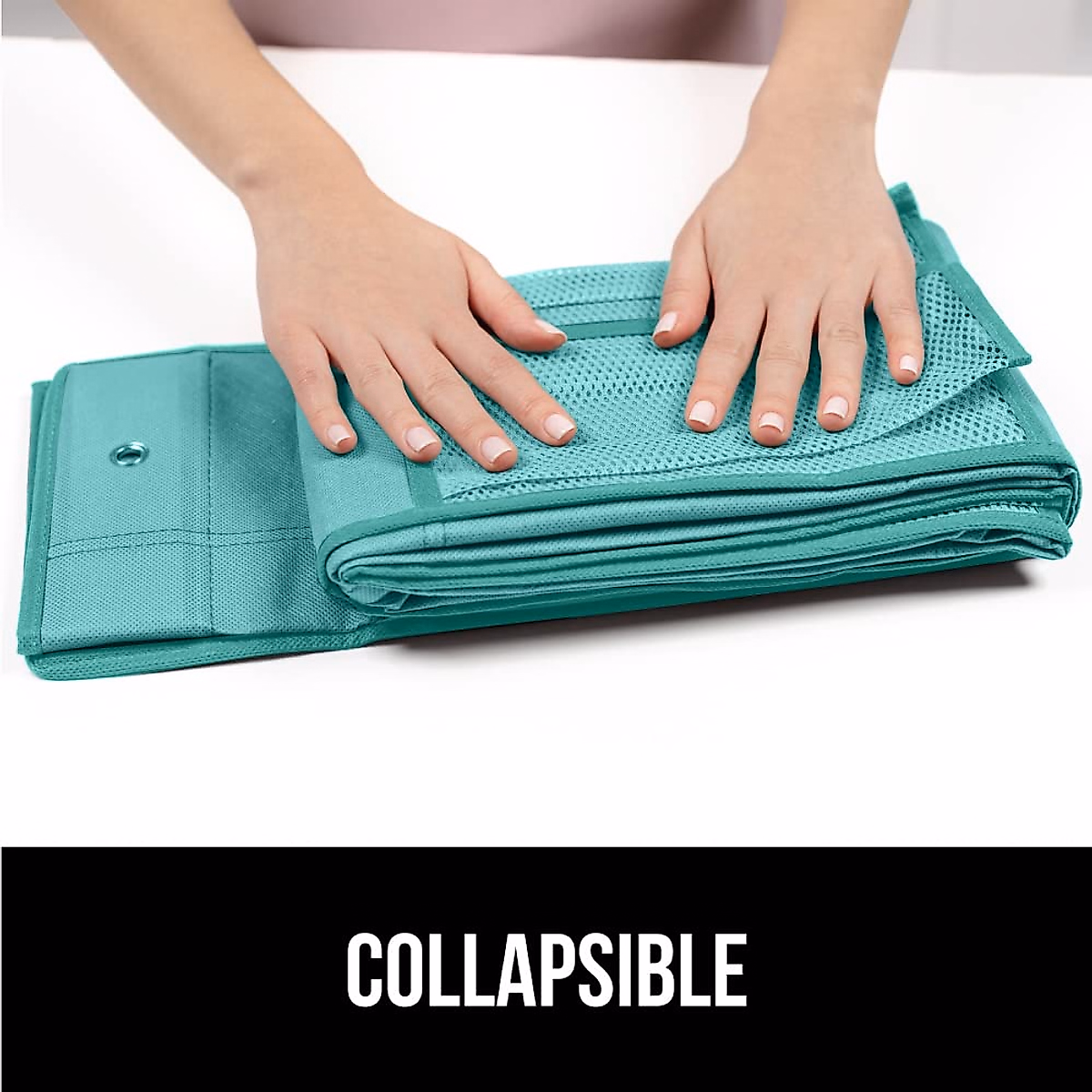 Gorilla Grip Slip Resistant Breathable Space Saving Mesh Large 24 Pocket Shoe Organizer, Up to 40 Pounds, Over the Door, Sturdy Closet Storage Rack Hangs on Closets for Shoes, Sneakers, Turquoise