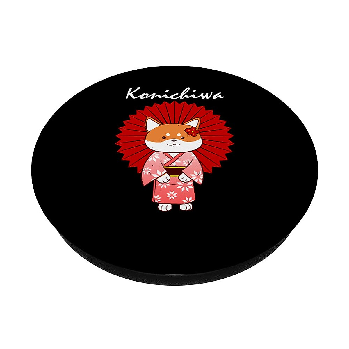 Funny Shiba Inu Uni Dog Konichiwa Kimono Flower Dress PopSockets Swappable PopGrip