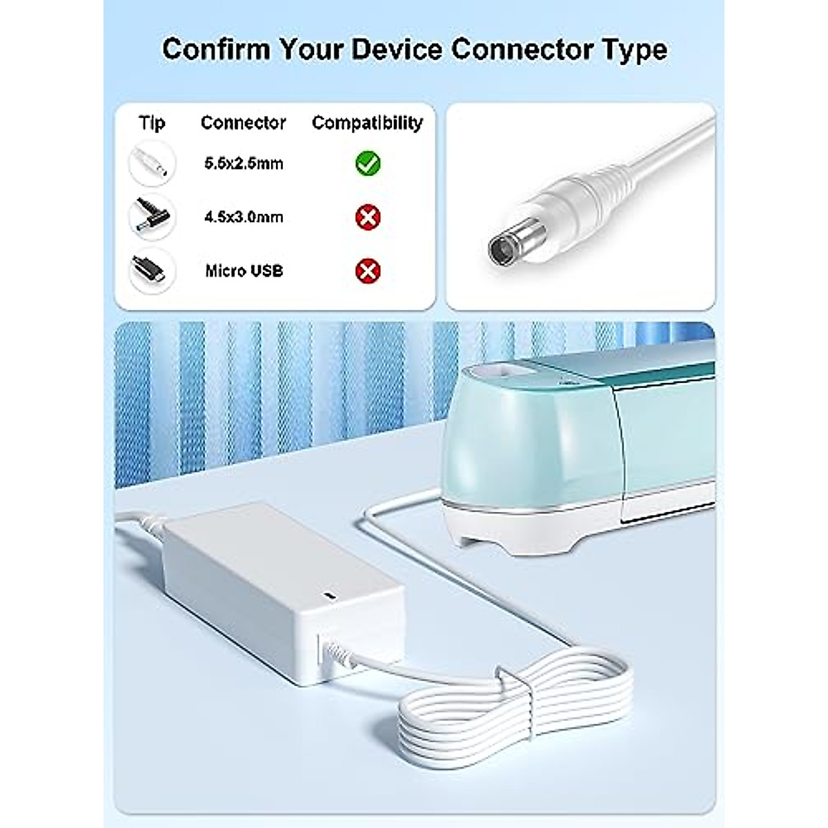 18V 54W Power Adapter Charger Replacement for Cricut Explore Air 2,Cricut Maker（White）