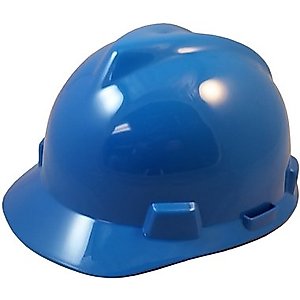MSA V Cap Style Hard Hats with Lightweight Staz-On Suspension with Tote Bag - Blue