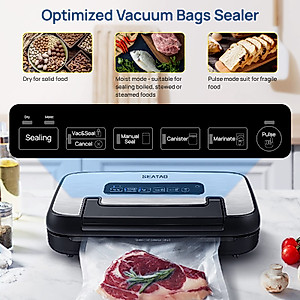 SEATAO Vacuum Sealer Machine, 80Kpa Food Vacuum Sealer Machine Preservation Dry/Moist Modes, Handle Locked Design, Built-in Cutter and Bag Storage, Starter Kit