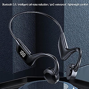 Wireless Bluetooth 5.0 Open Ear Sports Fitness Headphones,Noise Canceling Microphone for Calls,360° Stereo Sound for Running Cycling Driving Fitness (Black)