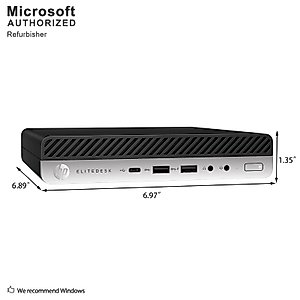 HP EliteDesk 800 G5 Mini High Performance Desktop Computer, Intel Six Core i5-9500T up to 3.7GHz, 16G DDR4, M.2 256G SSD, WiFi, BT, 4K Support, DP, Windows 10 Pro 64 English/Spanish/French(Renewed)