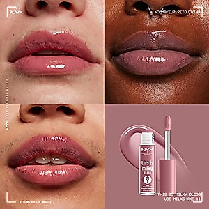 NYX PROFESSIONAL MAKEUP This Is Milky Gloss, Lip Gloss with 12 Hour Hydration, Vegan - Ube Milkshake (Mauve Purple)