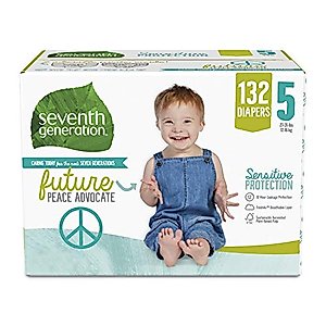 Seventh Generation Baby Diapers Size 5 Diapers Protection Diapers Chlorine Free Size 5, 132 Count