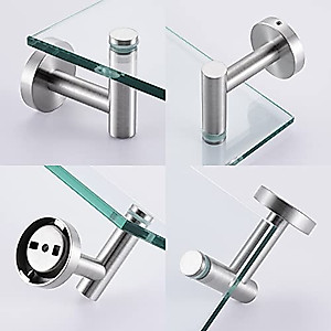 KES Glass Shelf for Bathroom Rectangular 20-Inch Floating Shelves 3 Pack with Rustproof Stainless Steel Brackets Wall Mounted Brushed Finish, A2021-2-P3