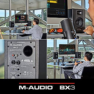 M-Audio BX3 3.5" Studio Monitors, HD PC Speakers for Recording and Multimedia with Music Production Software, 120W, Pair