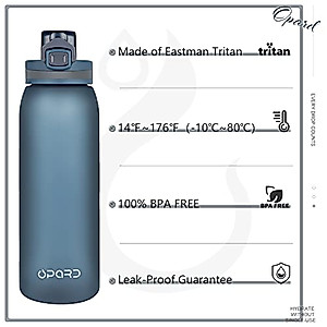 Opard 30oz Sports Water Bottle with Leak Proof Flip Top Lid BPA Free Tritan Reusable Plastic for Gym and Outdoor
