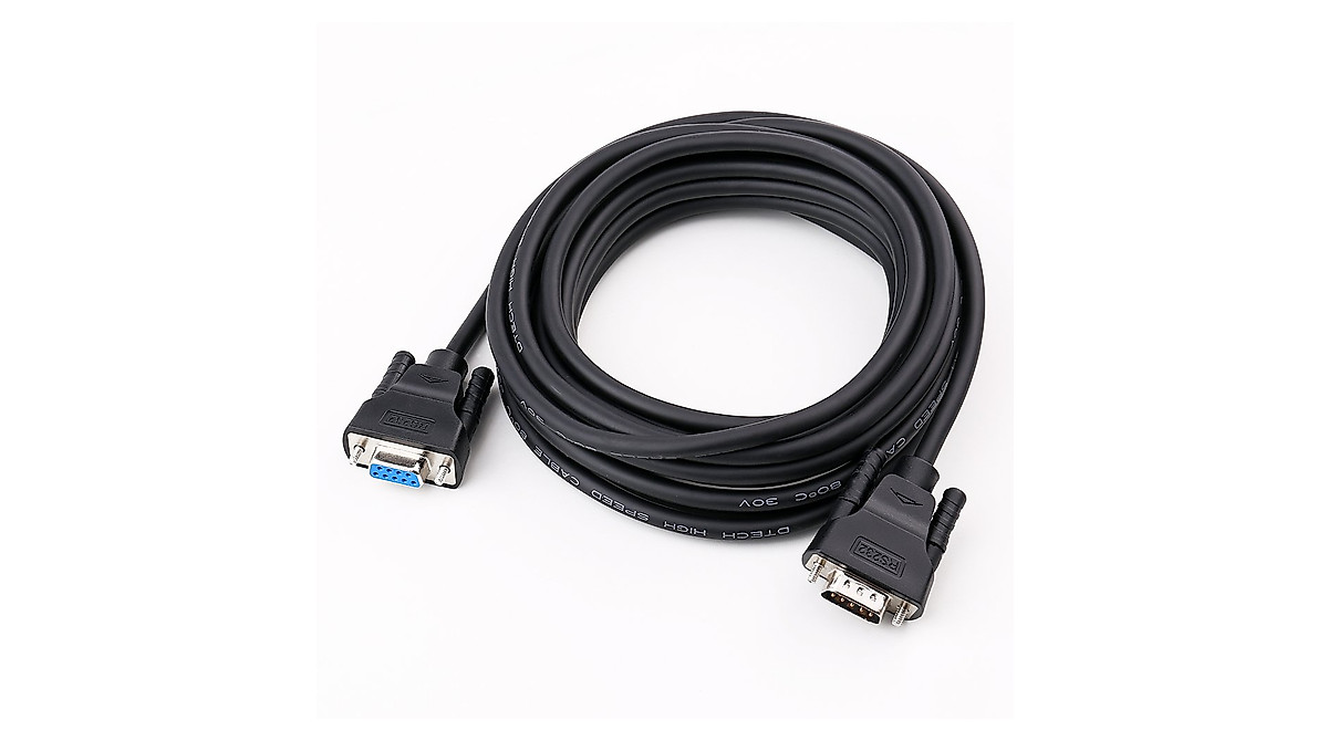 DTech 15ft RS232 Serial Cable Extension - Male to Female