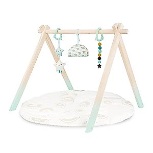 B. toys – Wooden Baby Play Gym – Activity Mat – Starry Sky – 3 Hanging Sensory Toys – Organic Cotton – Natural Wood – Babies, Infants