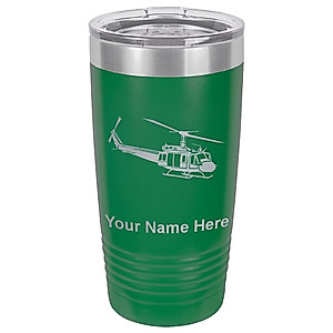 LaserGram 20oz Vacuum Insulated Tumbler Mug, Military Helicopter 2, Personalized Engraving Included (Green)