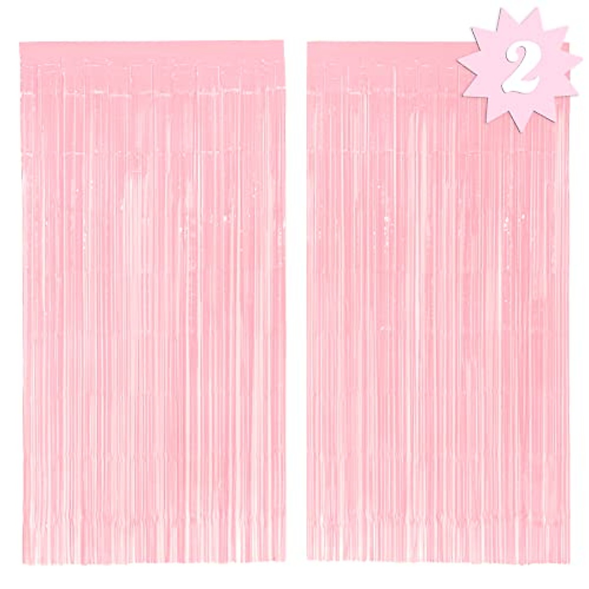 xo, Fetti Party Decorations Matte Pastel Pink Fringe Foil Curtain - Set of 2 | Bachelorette, Bridal Shower, Backdrop, Wedding, Birthday, Photo Booth