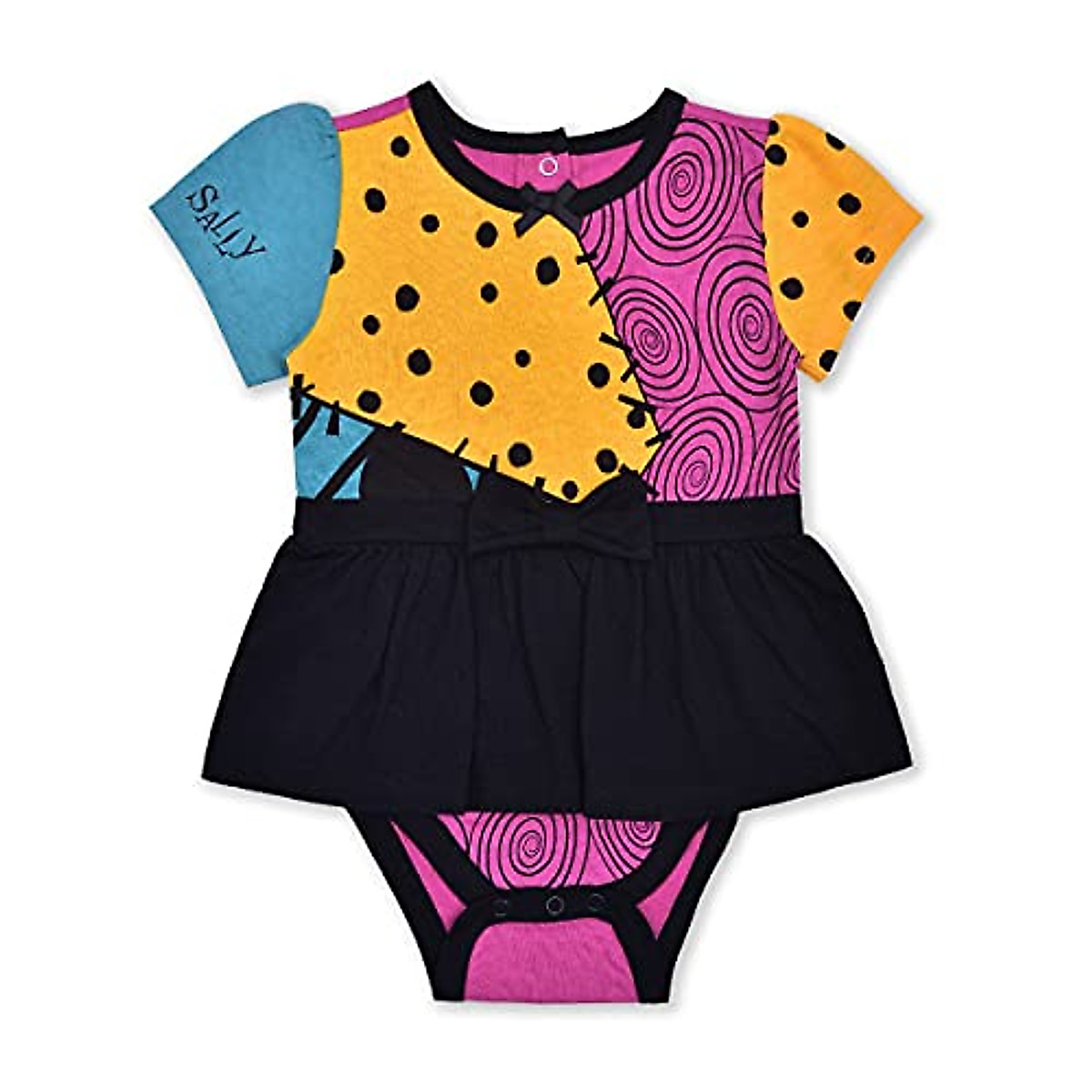 Disney Nightmare Before Christmas Sally Girls’ Bodysuit Dress and Cap Set for Newborn and Infant - Multicolor