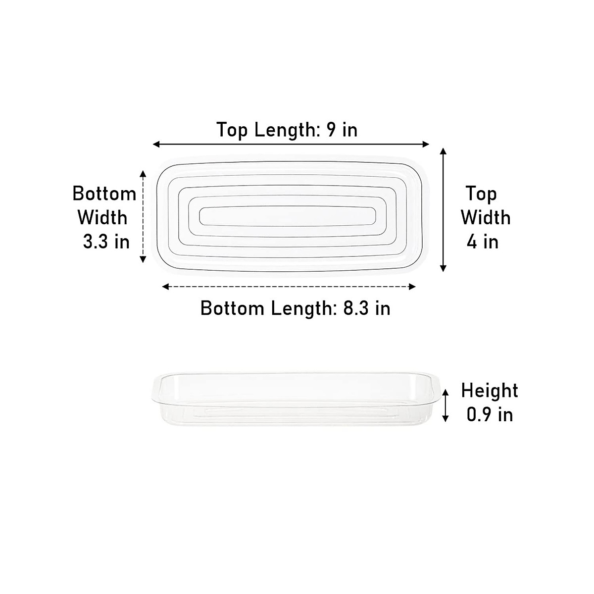 LEMMOM 5 Pack 9'' X 4'' Rectangle Clear Plastic Plant Saucer, Plant Drip Trays for Indoor and Outdoor Plants, Window Sill Shelf Saucer