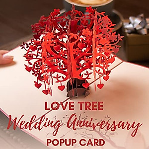 Pop Up Love Tree Card by DEVINE Cards | Happy Wedding Anniversary Card for Wife Husband | Mothers Day Card | 3D Pop Up Birthday Cards for Women Mom Dad Gifts