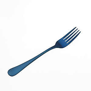 Gugrida 24-Piece Titanium Blue Plated Stainless Steel Flatware Set, Travel Cutlery Include Knife Fork Spoon Service for 4,Healthy & Eco-Friendly Silverware - Matte Elegant Modern Eating Utensils