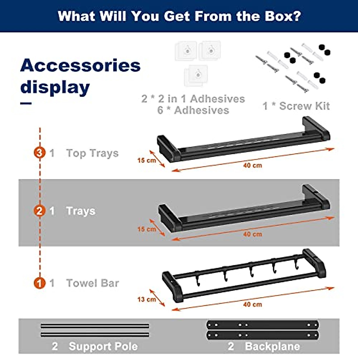 HIHIOI Bathroom rack, no punching self-adhesive hanging bathroom storage rack,black.