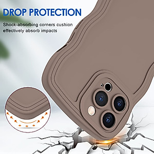 Anuck for iPhone 13 Pro Max Case Wave, Curly Frame Design for Women Girls, Cute Wavy Solid Color Aesthetic Phone Case Soft Flexible TPU Shockproof Full-Body Protective Cover 6.7" - Brown