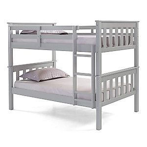Bunk Bed Solid Wood Sturdy Twin Over Twin with Ladder and Safety Rail Grey - Kids' Twin Loft Bunk Bed with Headboard - by from The Tree Furniture