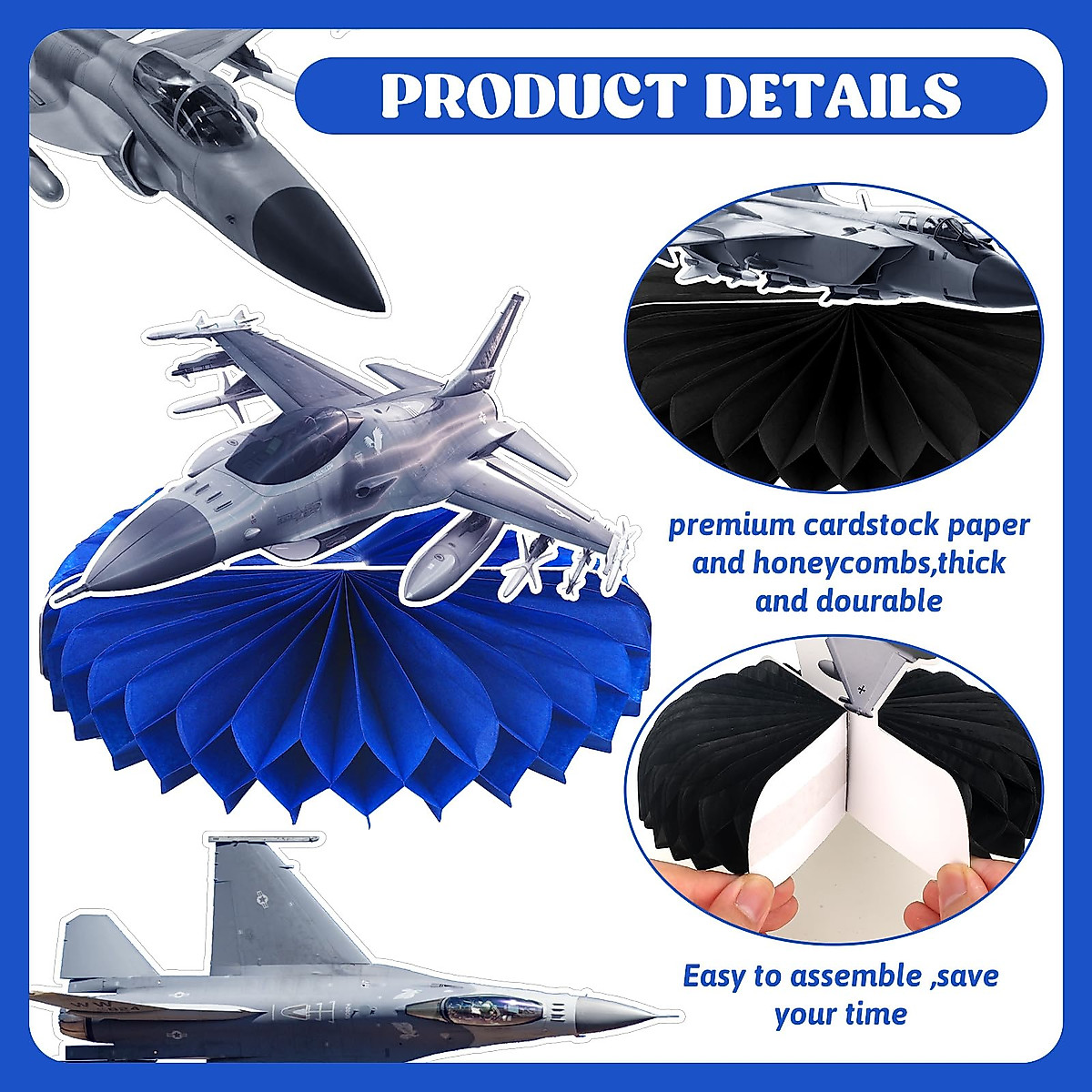 Tenceur 12 Pcs Airplane Party Decorations Airplane Honeycomb Centerpieces Air Force Theme Party Supplies Fighter Jet Party Supplies for Party Table Decorations Aviation Plane Birthday Photo Props