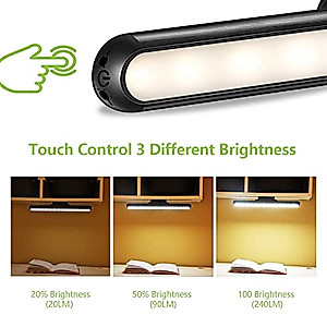 Dimmable Touch Tap Light Bar Rechargeable Wall Mounted Reading Lights Stick On Bunk Bed Lamp Headboard Magnet Mount Wireless Portable 2000mah Battery Powered Operated LED for Closet Bedroom Bookworms