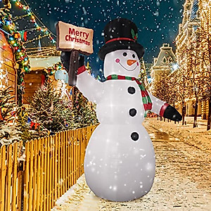 ASTEROUTDOOR 8ft Christmas Inflatable Decorations Built-in LED Outdoor Yard Lawn Lighted for Holiday Season, Quick Air Inflated, 8 Feet High, Snowman w/Board