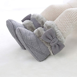 BABITINA Infant Boots Winter Baby Girl Shoes Soft Sole Anti-Slip Toddler Snow Warm Prewalker Newborn Boots(6-12 Months M US Infant,A-grey)