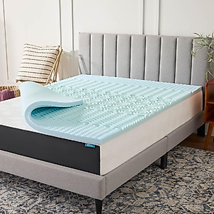 Lucid 2 Inch Mattress Topper Queen - Memory Foam Mattress Topper Queen - 5 Zone Gel Infusion - CertiPur Certified Foam