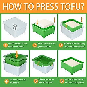 Timumstyle Tofu Press, Super Tofu Presser with Cheesecloth Box, BPA Free Tofu Press Maker Easily Removes Water from soft, Firm, Extra Firm Tofu and Cheese for Delicious Taste…, Green