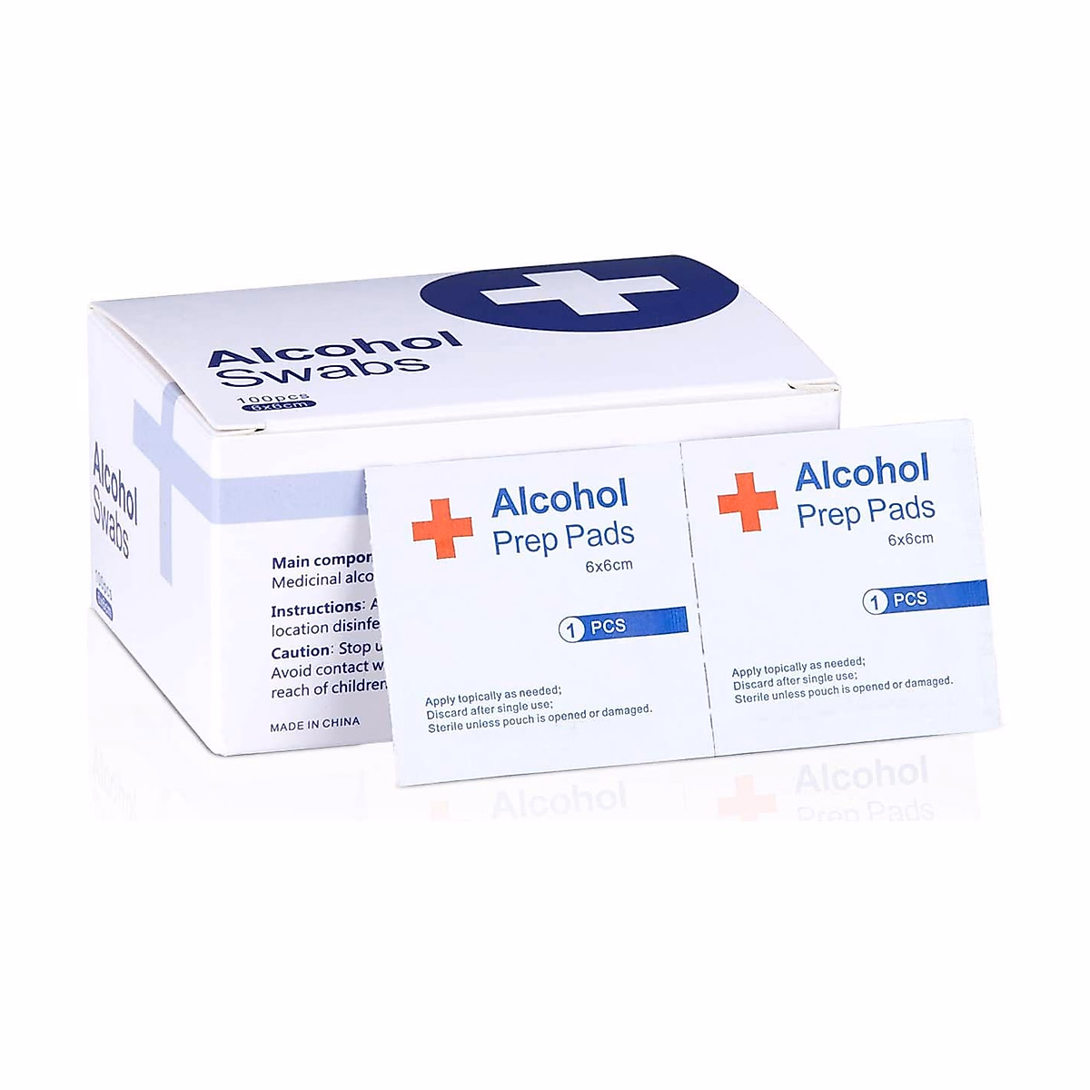 Alcohol Prep Pads, 75% Alcohol Cotton Slices, 100 Pcs Alcohol Gauze Pads Individually Wrapped Swap Pad Wet Wipe, 6 x 6cm/2.36in x 2.36in