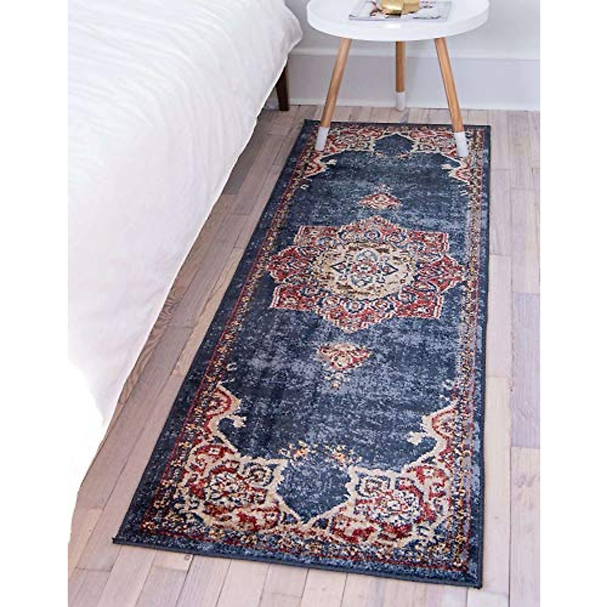 Unique Loom Utopia Collection Traditional Classic Vintage Inspired Area Rug with Warm Hues, 2 ft 7 in x 10 ft, Navy Blue/Burgundy