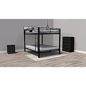 Ninowokc Latest Upgraded & Stronger Metal Queen Bunk Bed, Thicken Heavy Duty Steel Bunk Queen Bed Frame with Guardrails & Ladder for Kids Adults Teens Boys Girls, Easy to Assemble (Queen Over Queen)