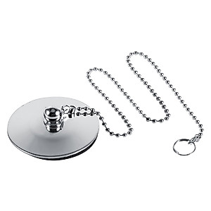 Omabeta Sink Stopper Drain Plug, Portable Retro Thickened Stainless Steel Panel Drain Plug with Hanging Ring,Durable Chrome Plated Rubber Bottom Bathtub Stopper for Household Kitchen Sinks Bathtubs