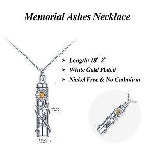 Cremation Necklace Jewelry 925 Sterling Silver Daisy Urn Necklaces Keepsake Memorial Jewelry for Women Men.