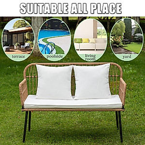 Homsido 41'' Outdoor Patio Loveseat,Patio Furniture Small Boho Outdoor Rattan Woven 2-Seat Chairs Wicker Sofa Garden Conversation Balcony Chair for Yard,Pool or Backyard, Porch