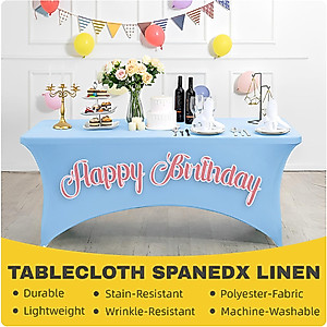 Custom Table Cloth Cover with Business Logo Text, Personalized Stretch Spandex Table cloth for Business Tradeshow Events, Customized Table Cloth for Birthday Wedding Anniversary Decoratio (6FT)