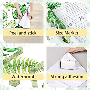 STICKEEP Tropical Wallpaper Peel and Stick Modern Green Palm Leaf Wall Paper Self Adhesive Botanical Floral Peel and Stick Wallpaper for Bedroom Walls Bathroom Living Room Cabinets 24" x 118"
