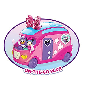 Disney Junior Minnie Mouse Bows-A-Glow Rolling Glamper 13-piece Figures and Playset, Kids Toys for Ages 3 Up, Amazon Exclusive by Just Play