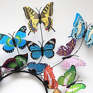 XINXIYAN Butterfly Headband for Women Girls Adult Butterfly Antenna Headband Mardi Gras Headpiece Halloween Fairy Costume Fascinators for Women Party Favors