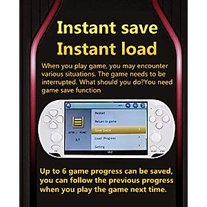 5.1 inch Multi-Function Retro Game Console Handheld Game Console 7700 Games Support Arcade/CPS/fc/SFC/gba/gbc/gb/sega Emulator Games can be archived with Rechargeable Lithium Battery (White)