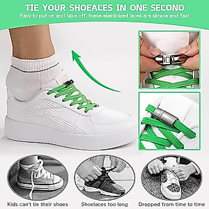 Aiboxin 2 Pairs No Tie Elastic Flat Shoe Laces for Sneakers, Stretch Shoelaces for Kids & Adults, Tieless Shoes Strings